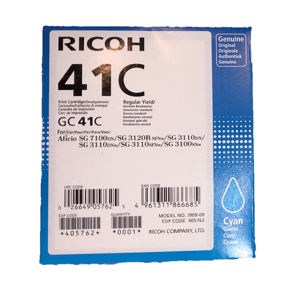 Ricoh Gel Cartridge GC41C Cyan 405762 - Lancop SA